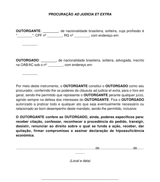 Procuração ad Judicia - Modelo, Exemplo - Word e PDF