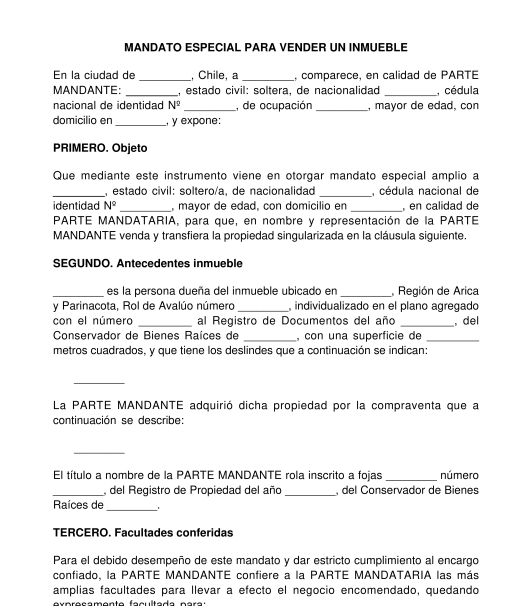 Mandato Especial para Compraventa de Inmueble - Modelo