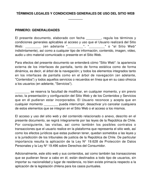 Términos y Condiciones Generales de uso - Modelo