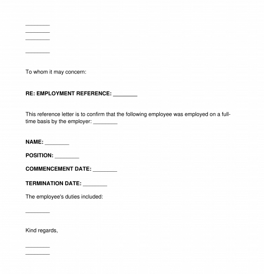 Employment Reference - Sample, Template - Word and PDF