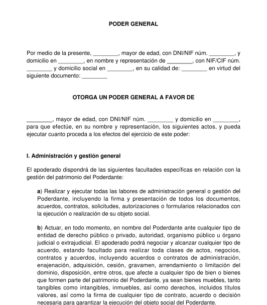 Poder General - Modelo, Formato en Línea - Word y PDF