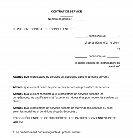 Contrat de Service - Modèle, Exemple Word et PDF