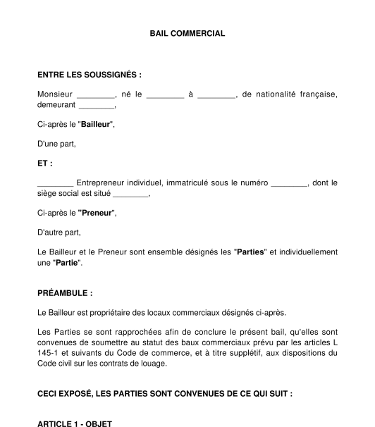 Kit Bailleur Commerce