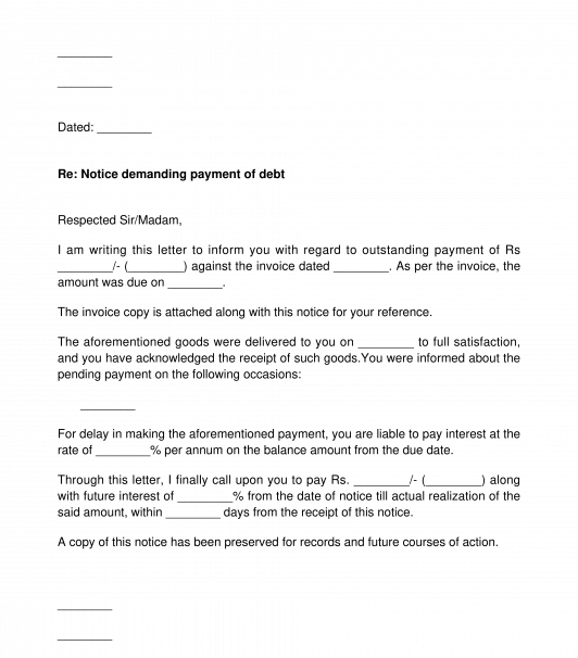 Letter Demanding Debt Payment - Template - Word and PDF