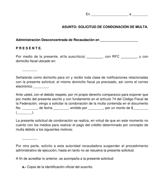 Solicitud de Condonación de Multas de Impuestos