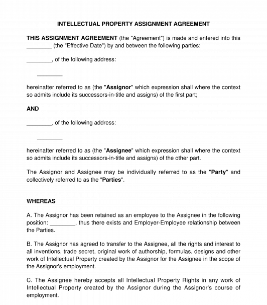 Intellectual Property Assignment Agreement - Template