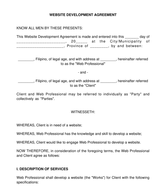 Website Design and Development Agreement - Template
