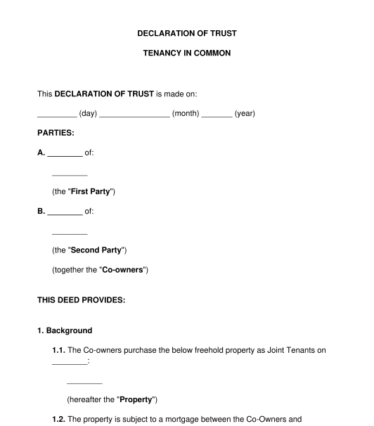 Residential Property Co-Ownership Deed - Template