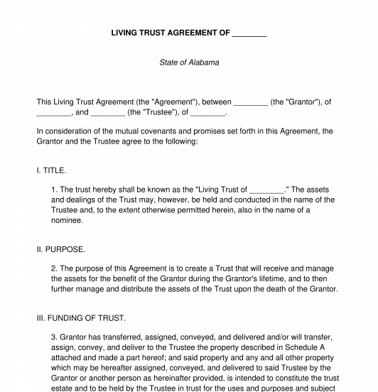 Living Trust Agreement - FREE - Template - Word and PDF