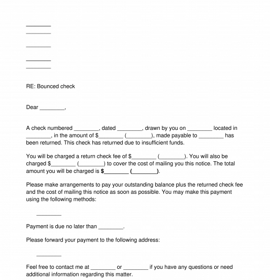 Returned Check Notice - FREE - Template - Word and PDF
